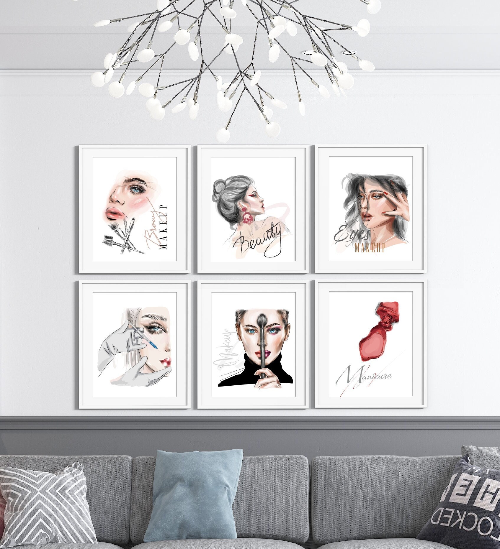 Modern Beauty Salon Prints Set, Hair Salon Decor, Nail Salon Art ...