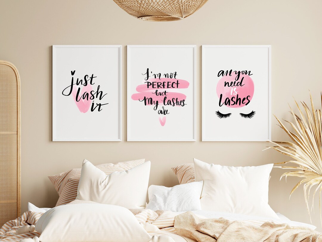 Eyelashes Print Set, Makeup Wall Art, Beauty Room Decor, Black and ...