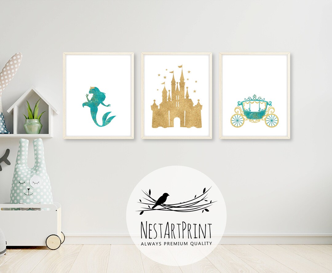 Princess Ariel Prints Set, Little Mermaid Art, Ariel Poster, Nursery ...
