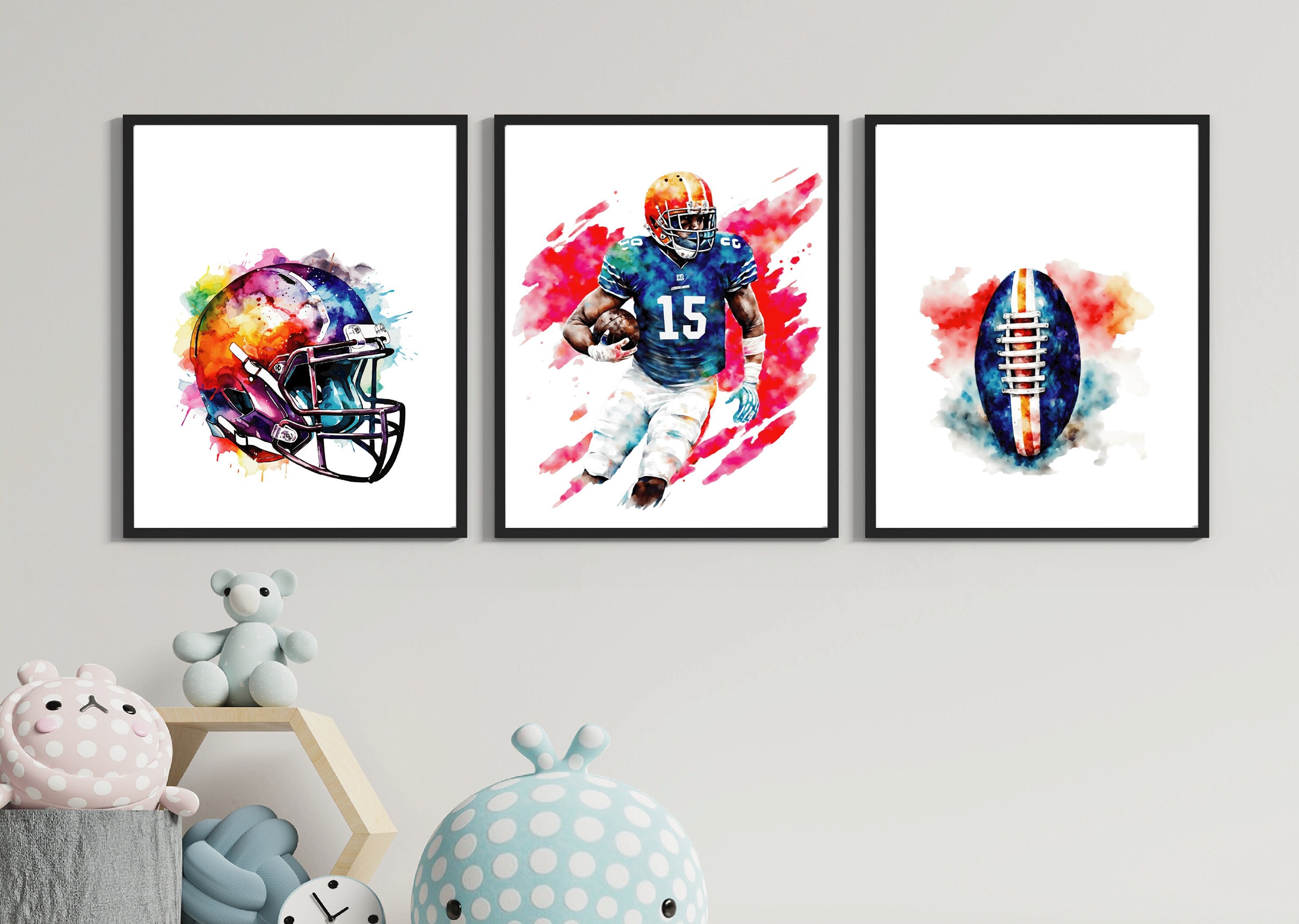Personalized Football Player Art Print, Customized American Football ...
