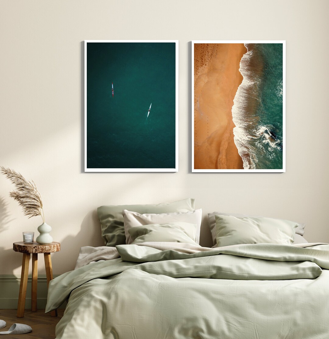 Ocean Waves Print Beach Wall Art Set of 2 Ocean Prints Blue Sea Print ...