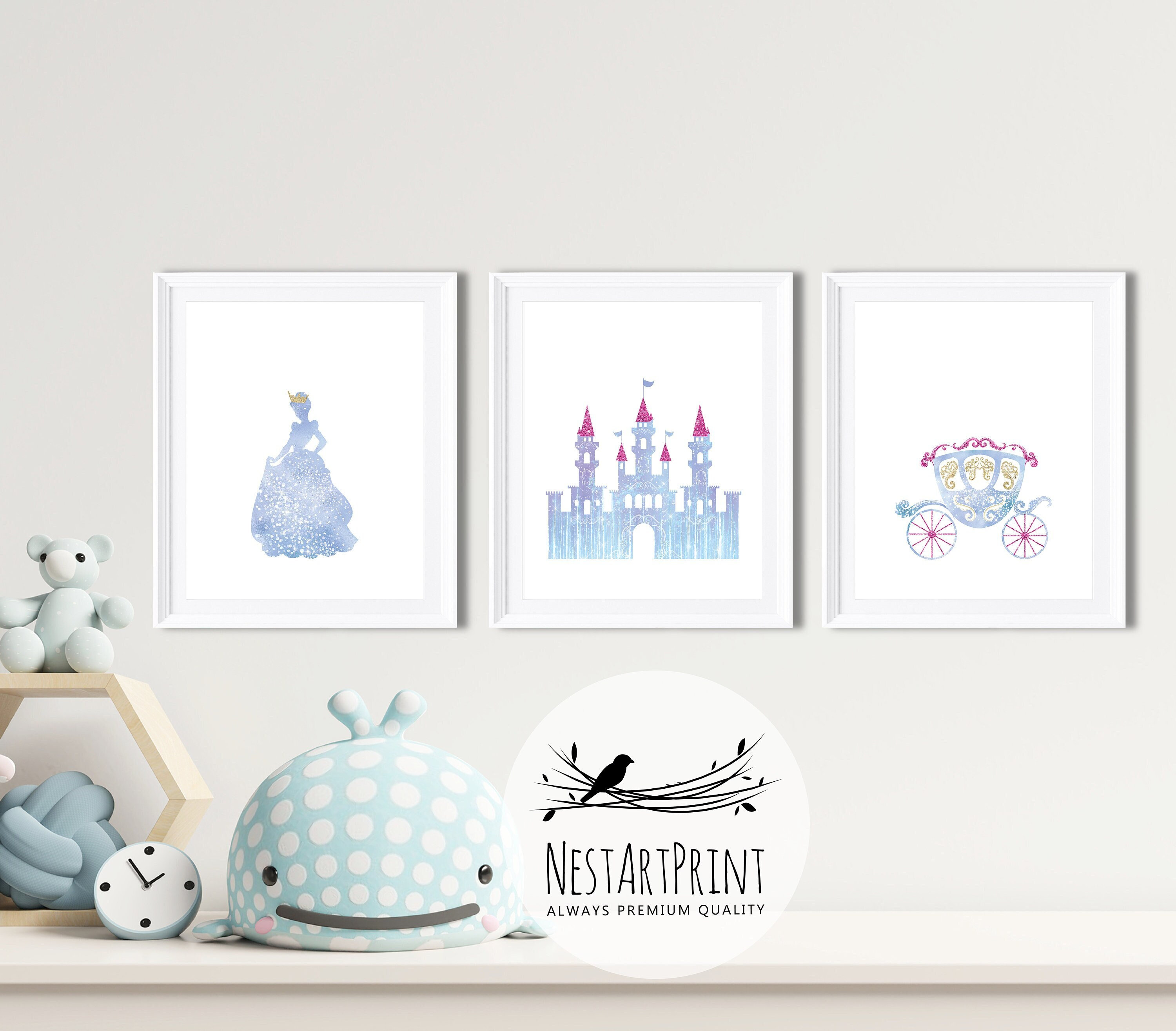 Princess Cinderella Prints, Princess Nursery Wall Art, Bedroom Decor ...