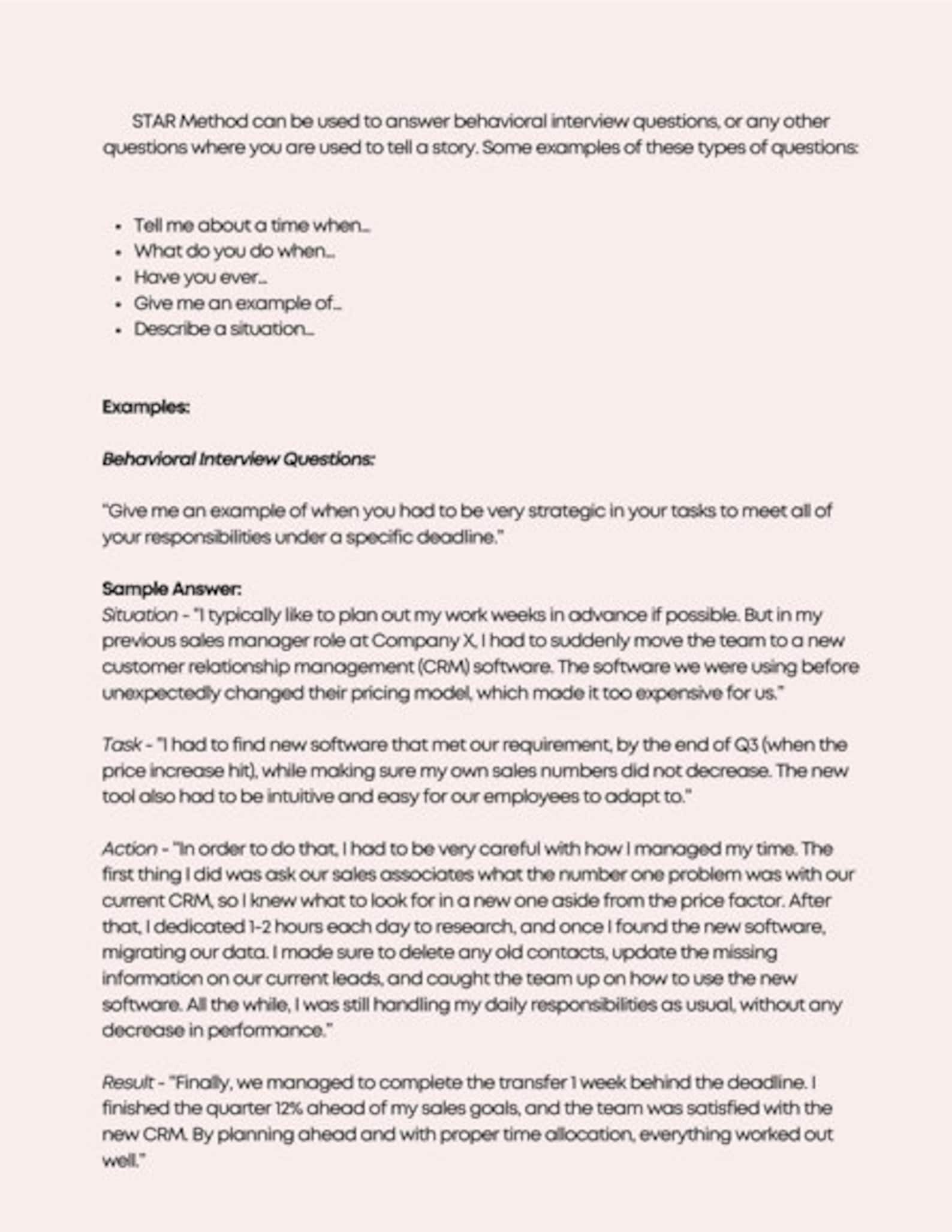 STAR Method Overview and Worksheet Template for Interviewing - Etsy