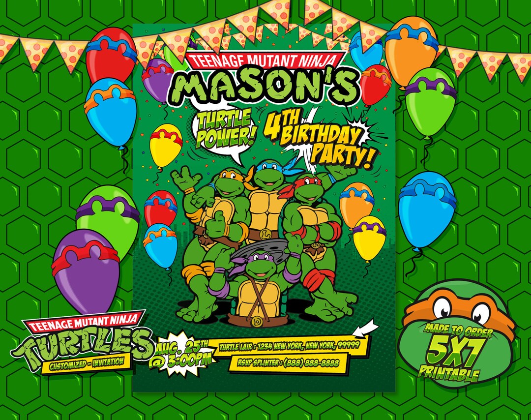 Ninja Turtles Invitation, Ninja Turtles Birthday, Ninja Turtles Party ...