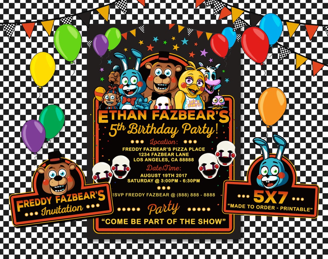 Five Nights at Freddy's Invitation, Five Nights at Freddy's Birthday ...