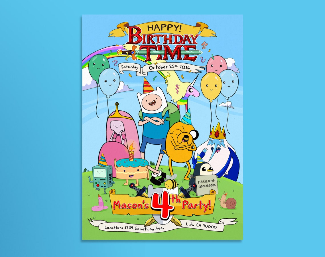 Adventure Time Invitation, Adventure Time Birthday, Adventure Time ...