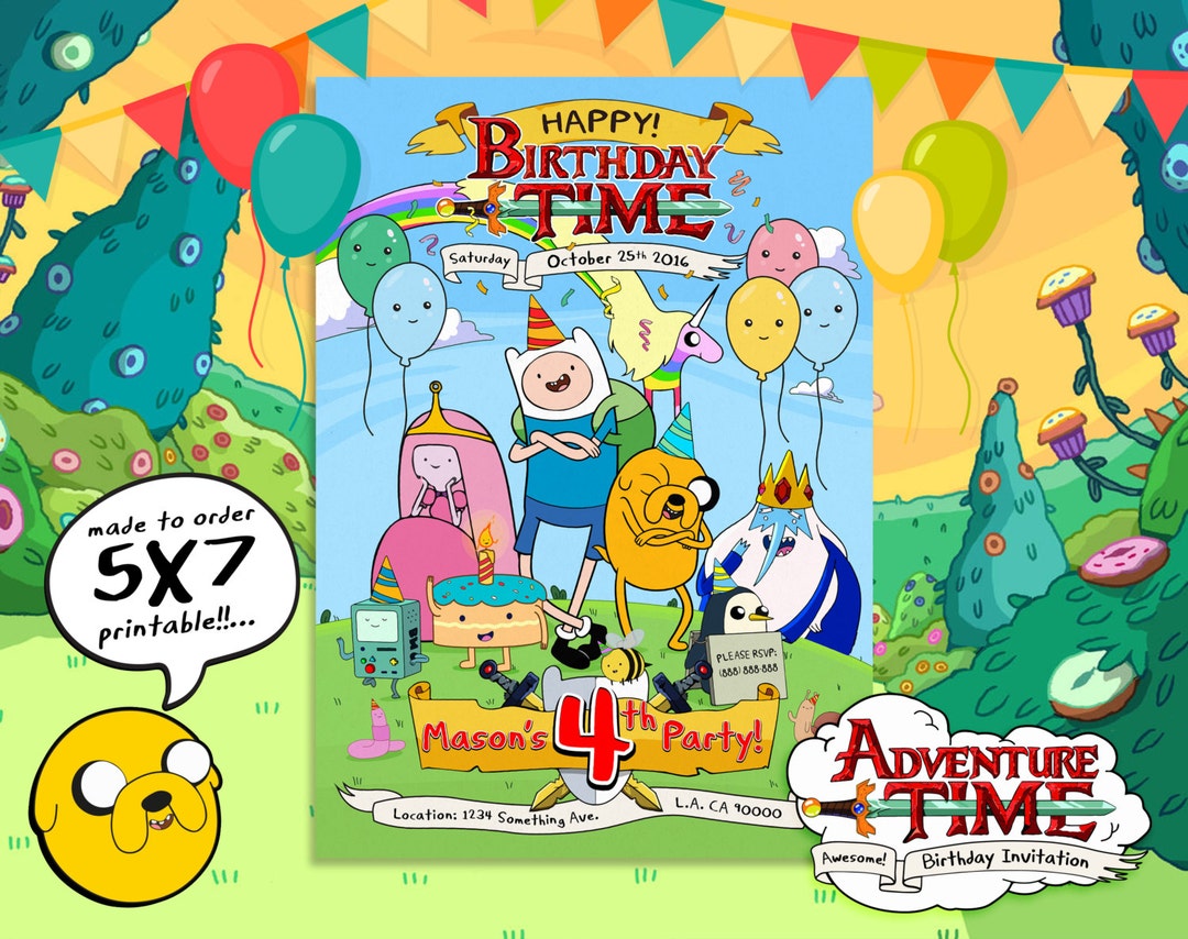 Adventure Time Invitation, Adventure Time Birthday, Adventure Time ...