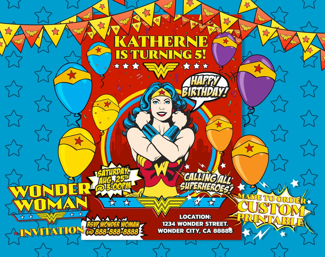 Wonder Woman Invitation, Wonder Woman Birthday, Wonder Woman Party ...