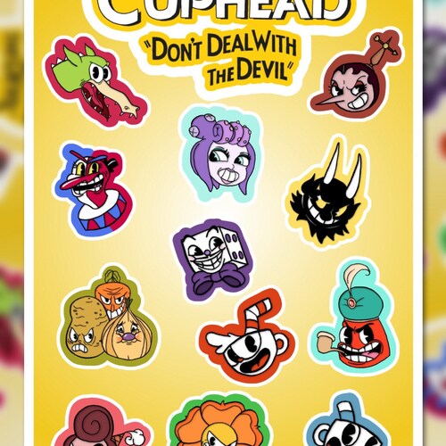 Cuphead Sticker Sheets Stickers Cuphead 5 Pcs - Etsy
