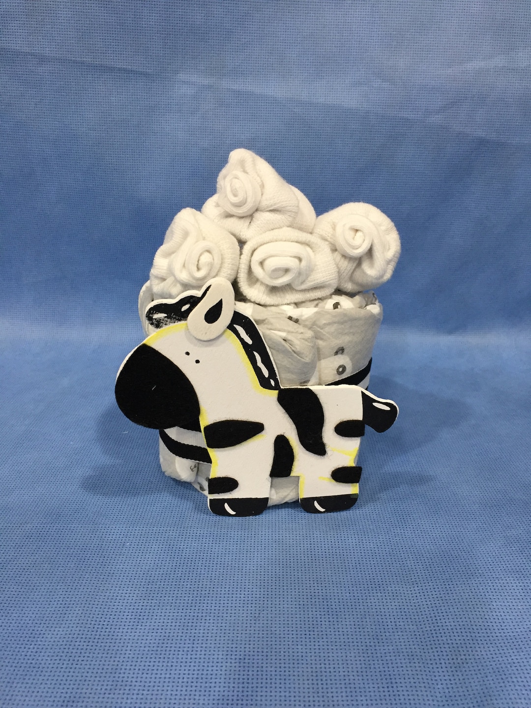 Honest Company Diapers Mini Zebra "cupcake" Diaper Cake With Sock Roses ...