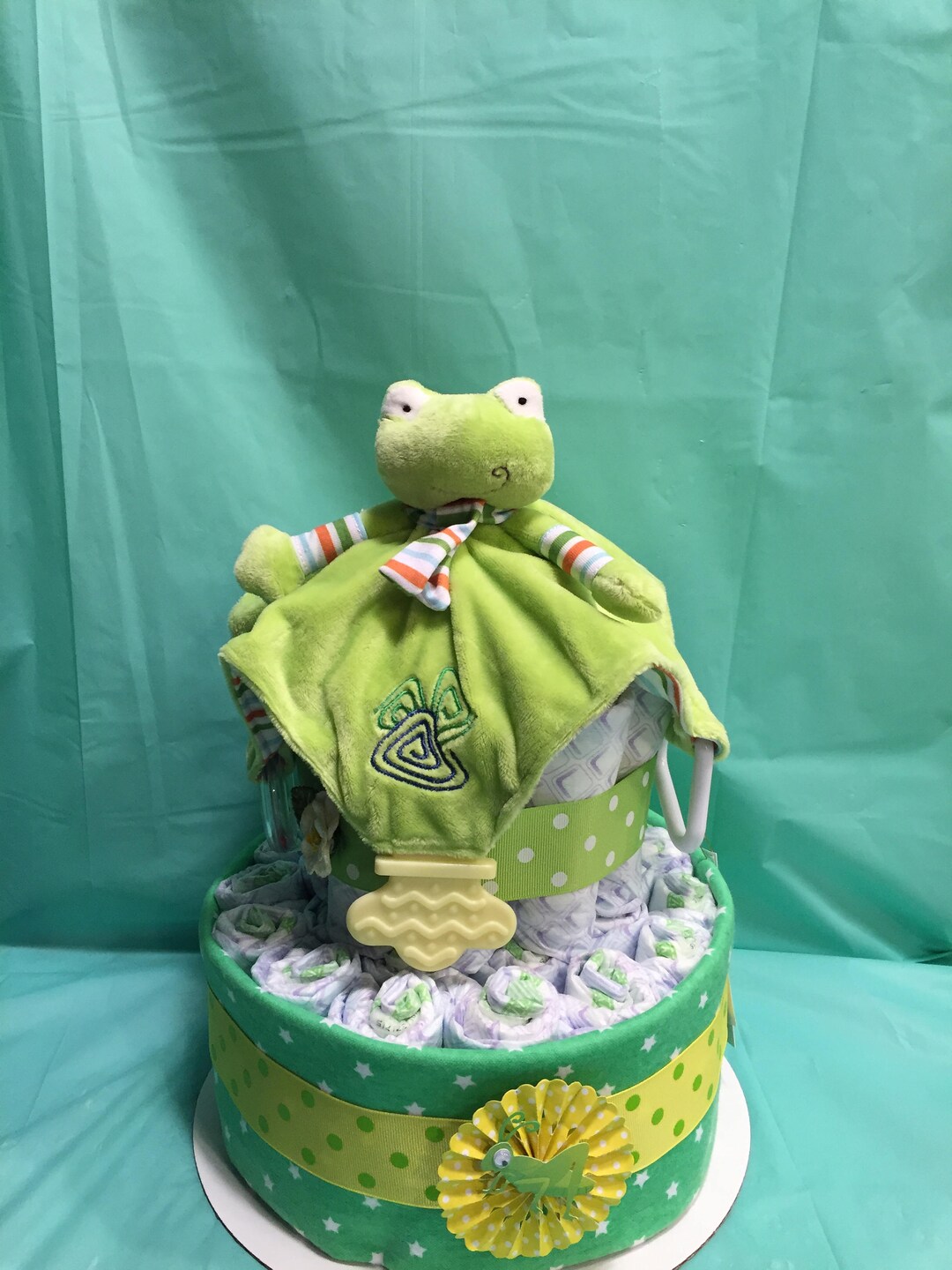 Frog Snuggle Diaper Cake Plush Gender Neutral Two Tier With - Etsy