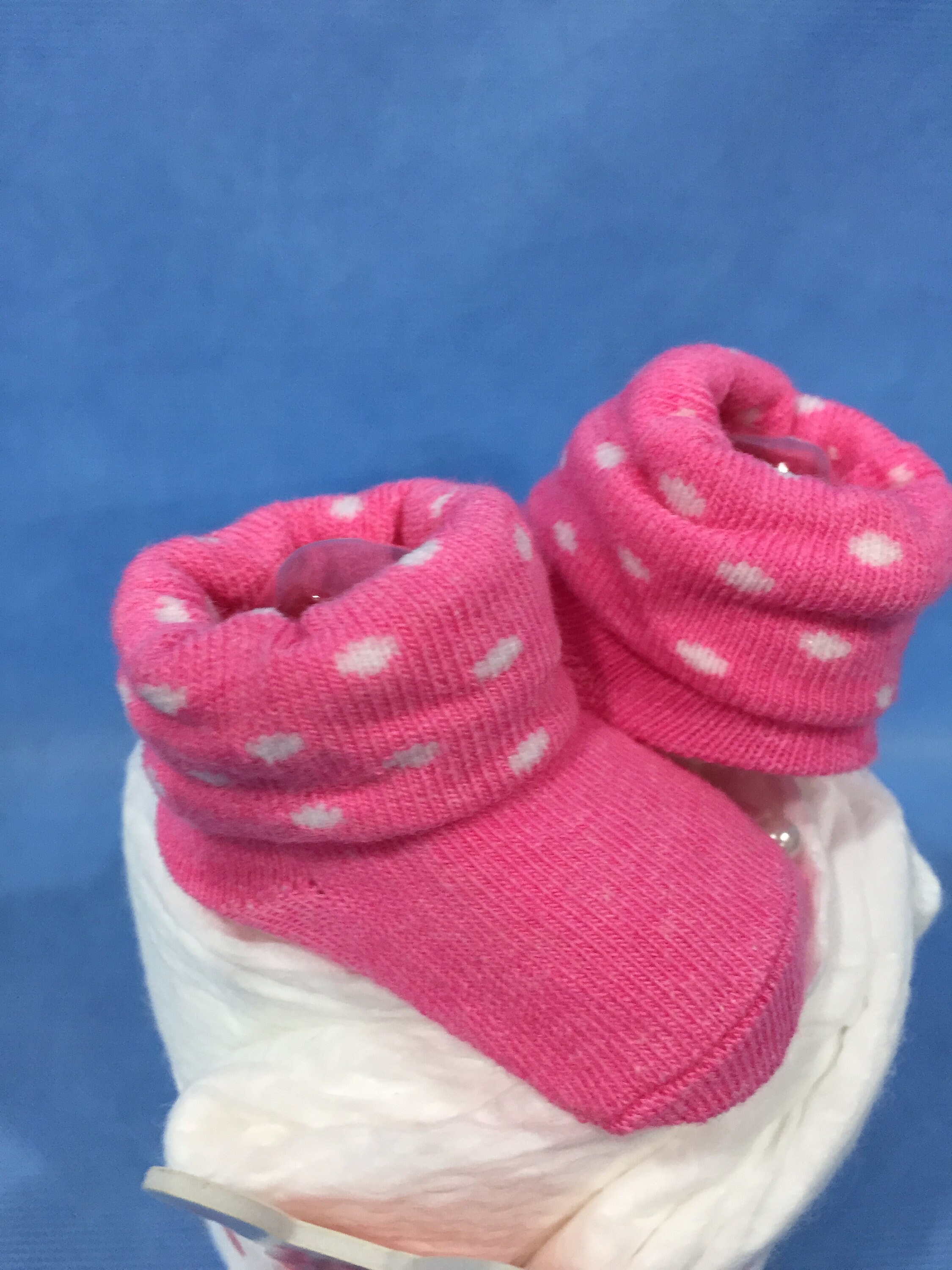 Sale! Pink with White Polka Dot Booties Mini Cupcake Diaper Cake ...