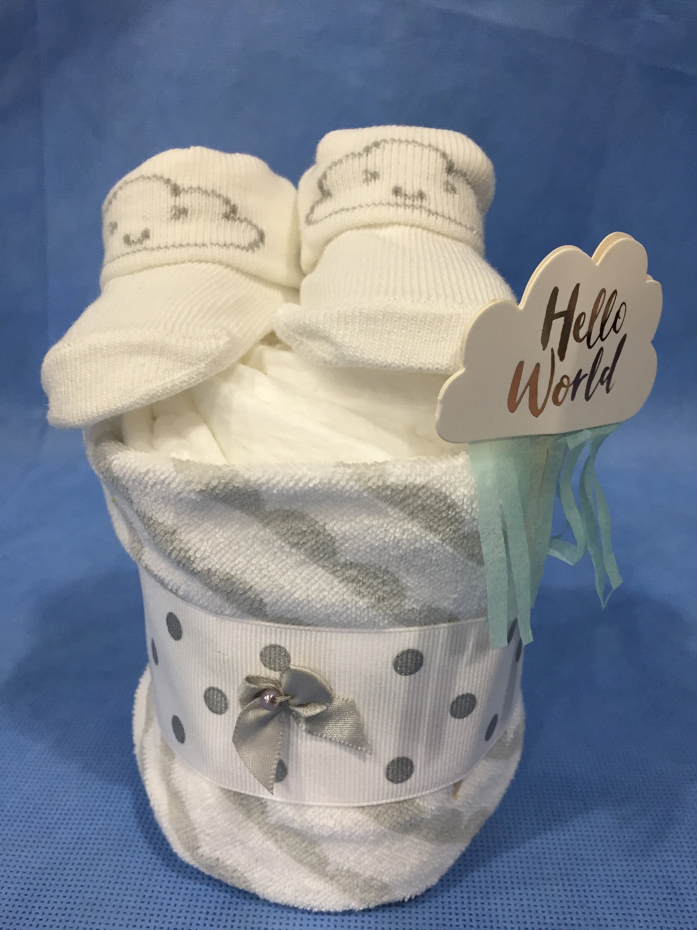 White Cloud Booties Mini Cupcake Diaper Cake! Perfect Gender Neutral ...