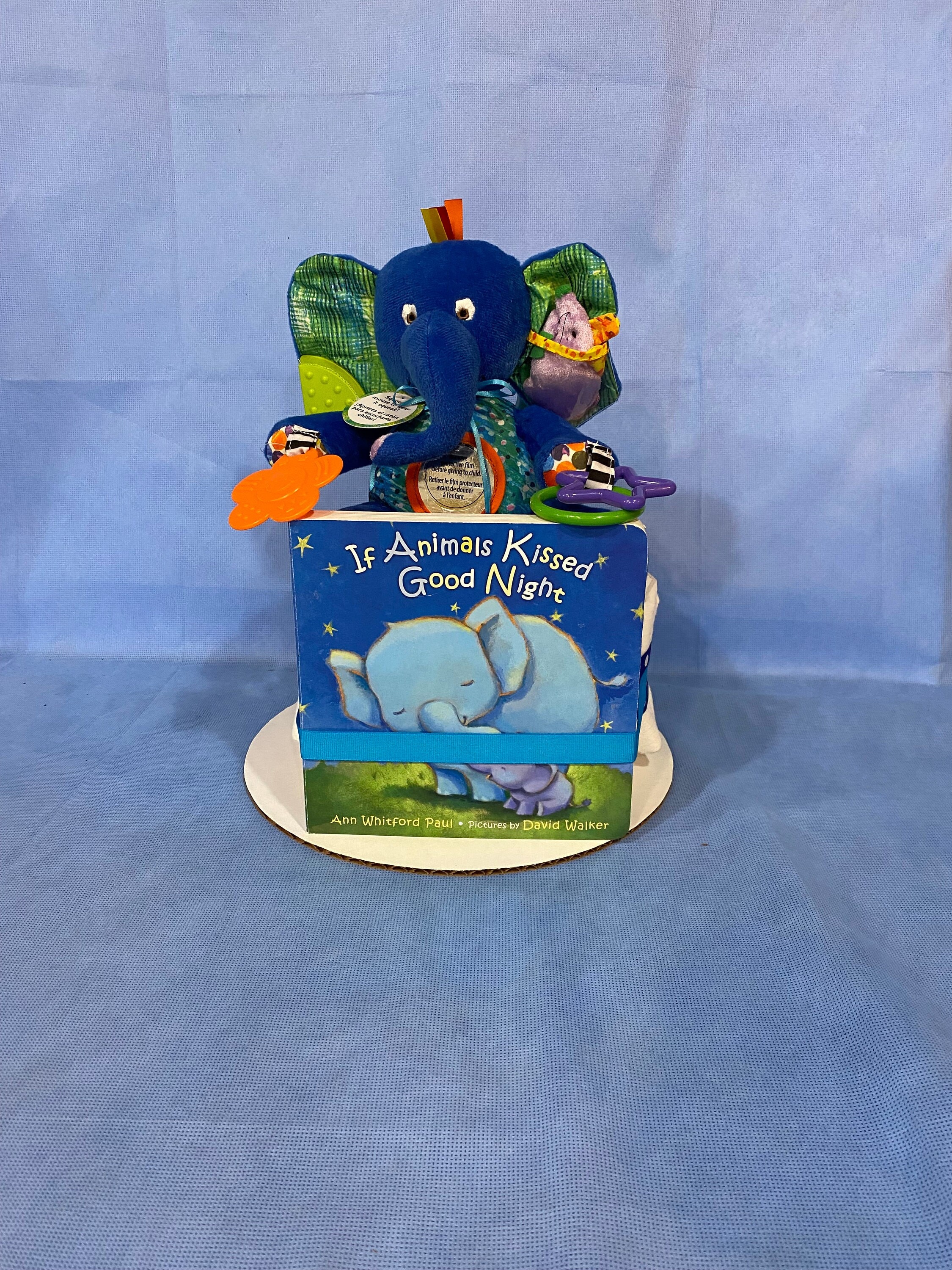 Eric Carle Blue Elephant Clip & Go Plush Developmental Toy Diaper Cake ...