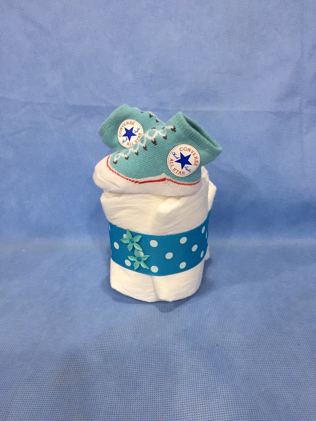Turquoise Converse Sneaker Booties Mini "cupcake" Diaper Cake! Gender ...