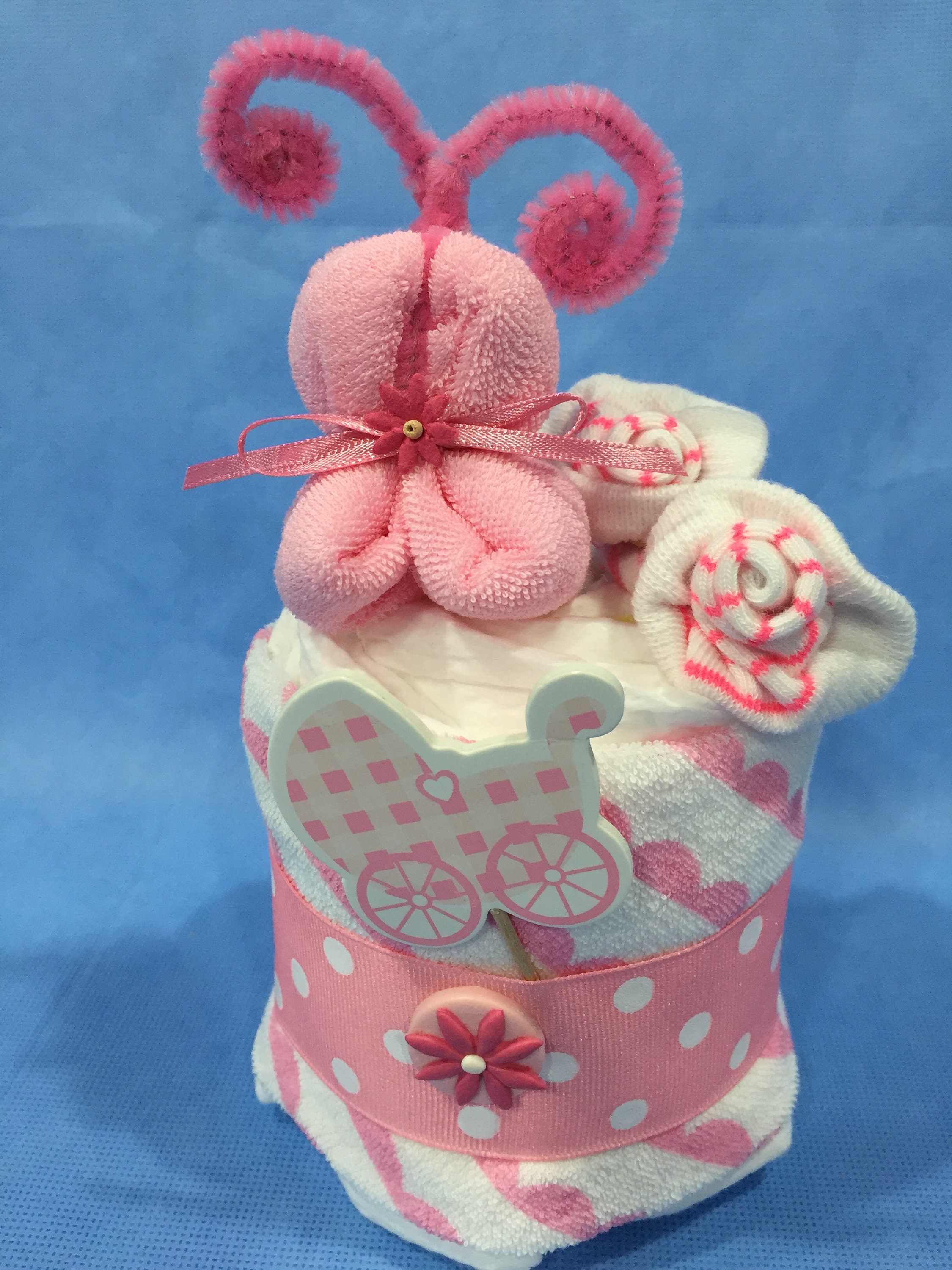 Sale! Pink with White Polka Dot Booties Mini Cupcake Diaper Cake ...