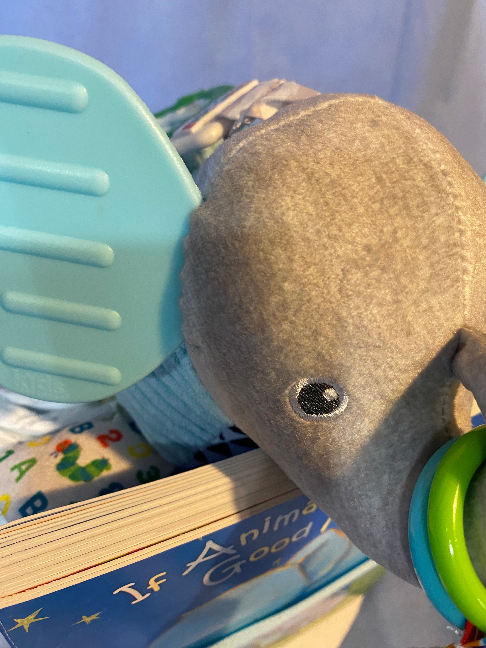 Eric Carle Gray Elephant Clip & Go Plush Developmental Toy Diaper Cake ...