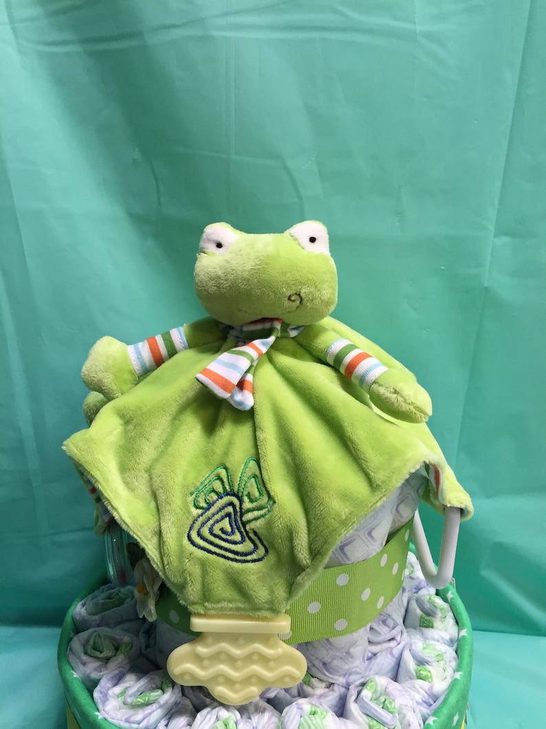 Frog Snuggle Diaper Cake Plush Gender Neutral Two Tier With - Etsy