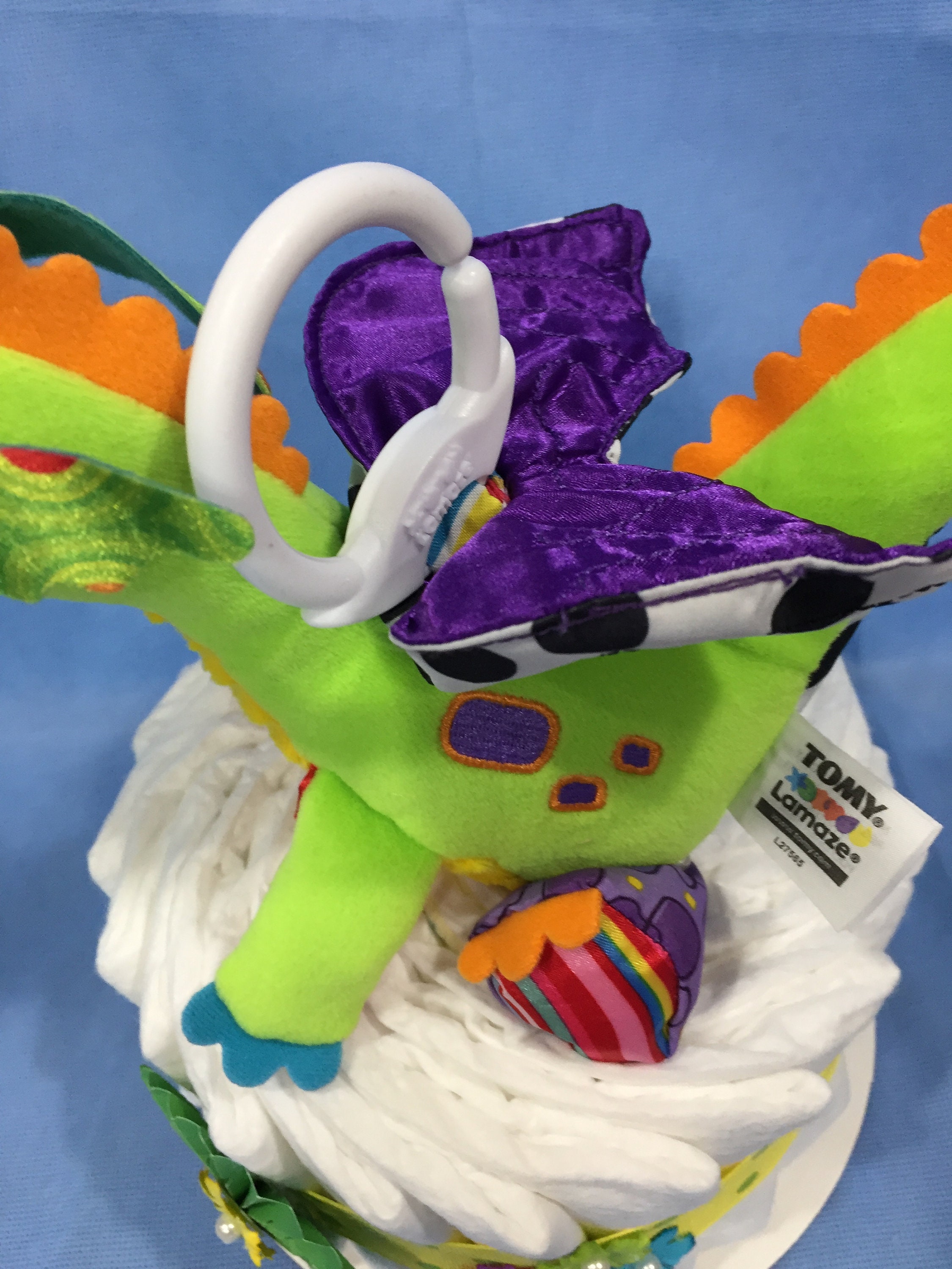 Dragon Diaper Cake! Colorful Lamaze Flip Flop Developmental Activity ...
