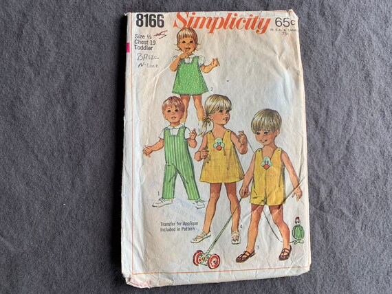 Vintage Simplicity Pattern 8166 Children's Size 1/2 | Etsy