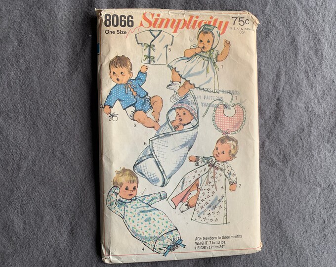 Vintage Simplicity Pattern 8066 Size Newborn to Three Months Layette - Etsy