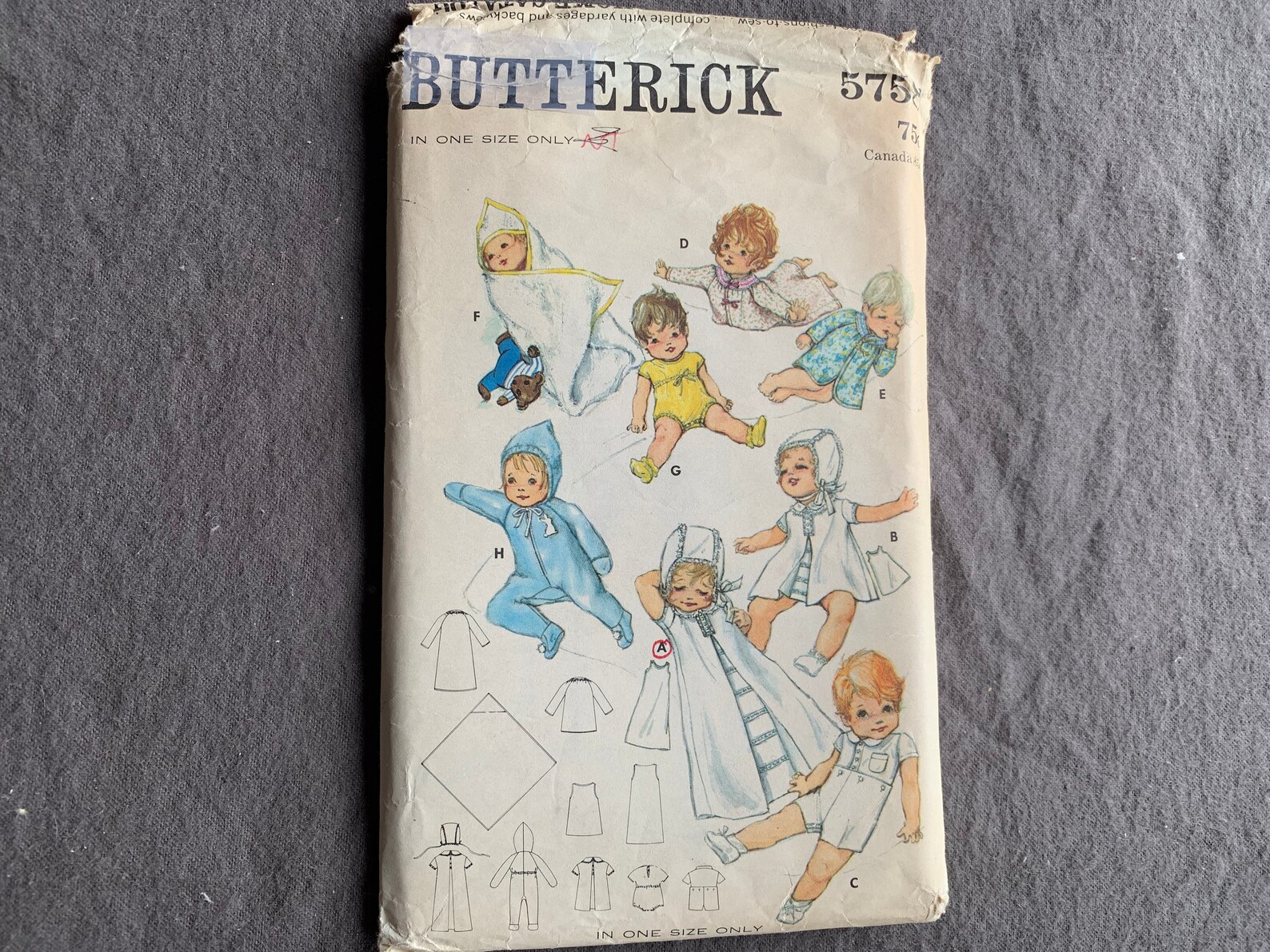 Vintage Butterick Pattern 5758 Size Newborn to Three Months Infants ...