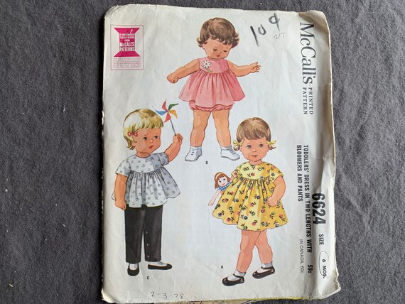 Vintage Mccall's Pattern 6624 Size 6 Months Toddlers' - Etsy
