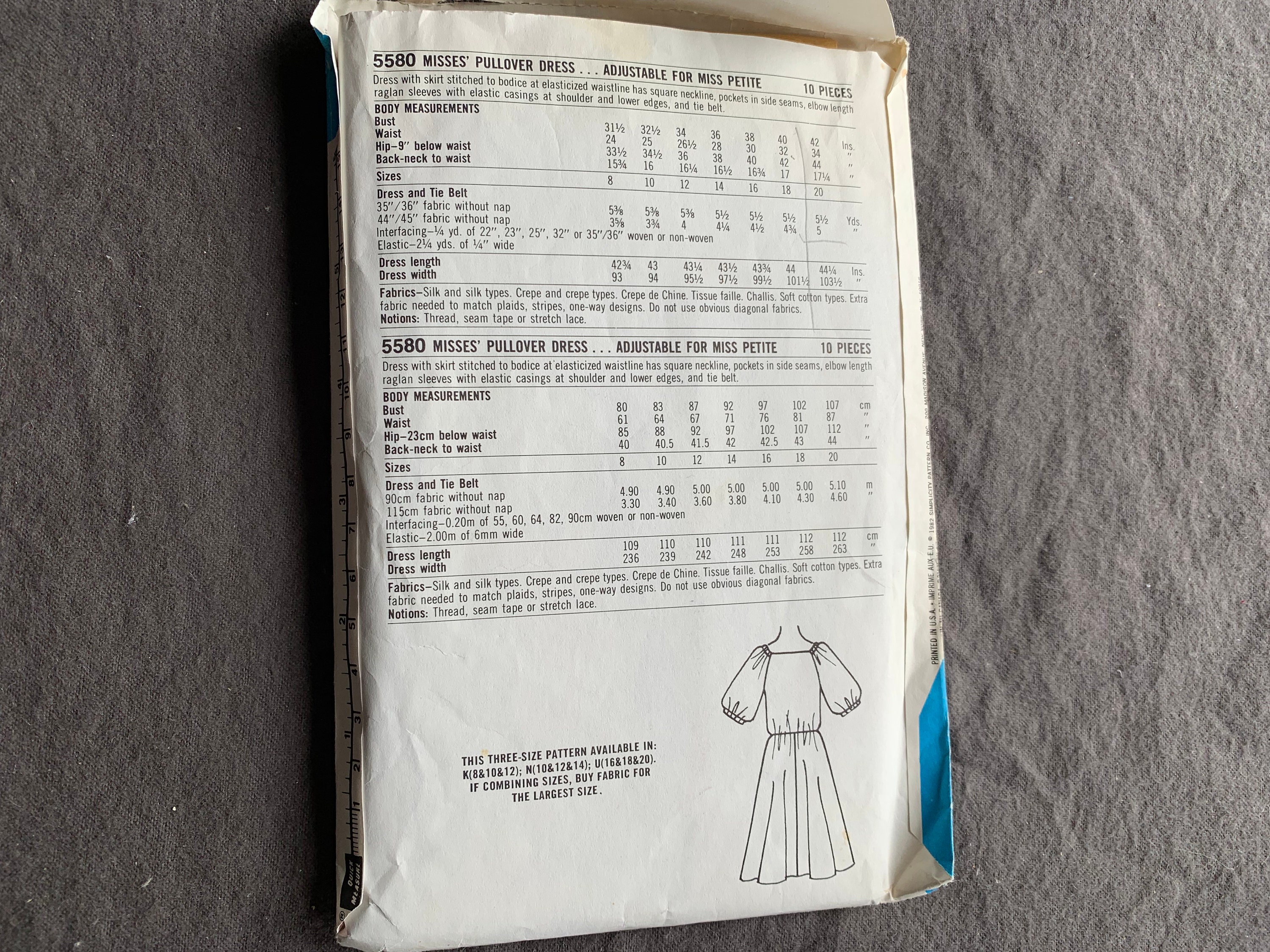Vintage Simplicity Pattern 5580 Size U 16 and 18 and 20 Misses ...