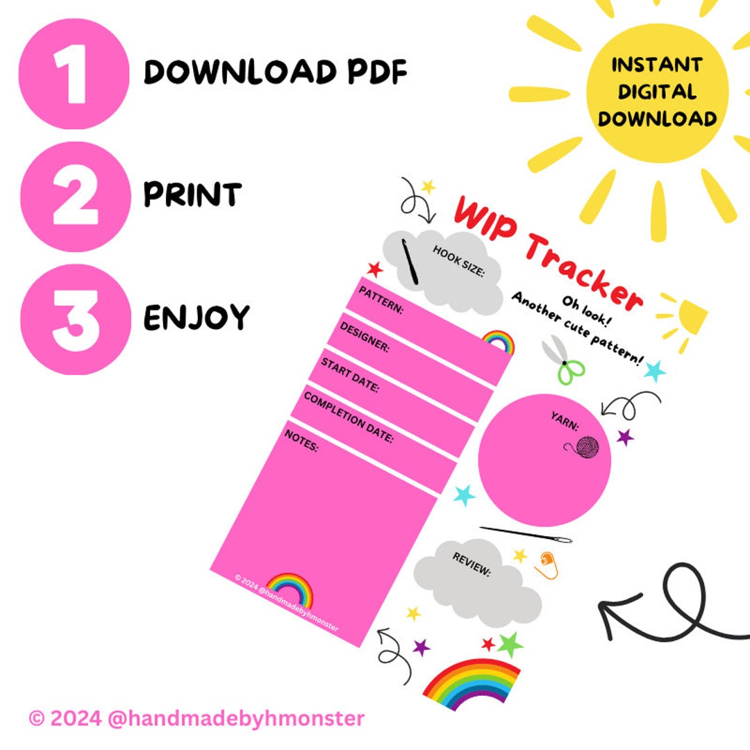 PRINTABLE WIP TRACKER, Wip Tracker, Work in Progress Tracker, Crochet ...