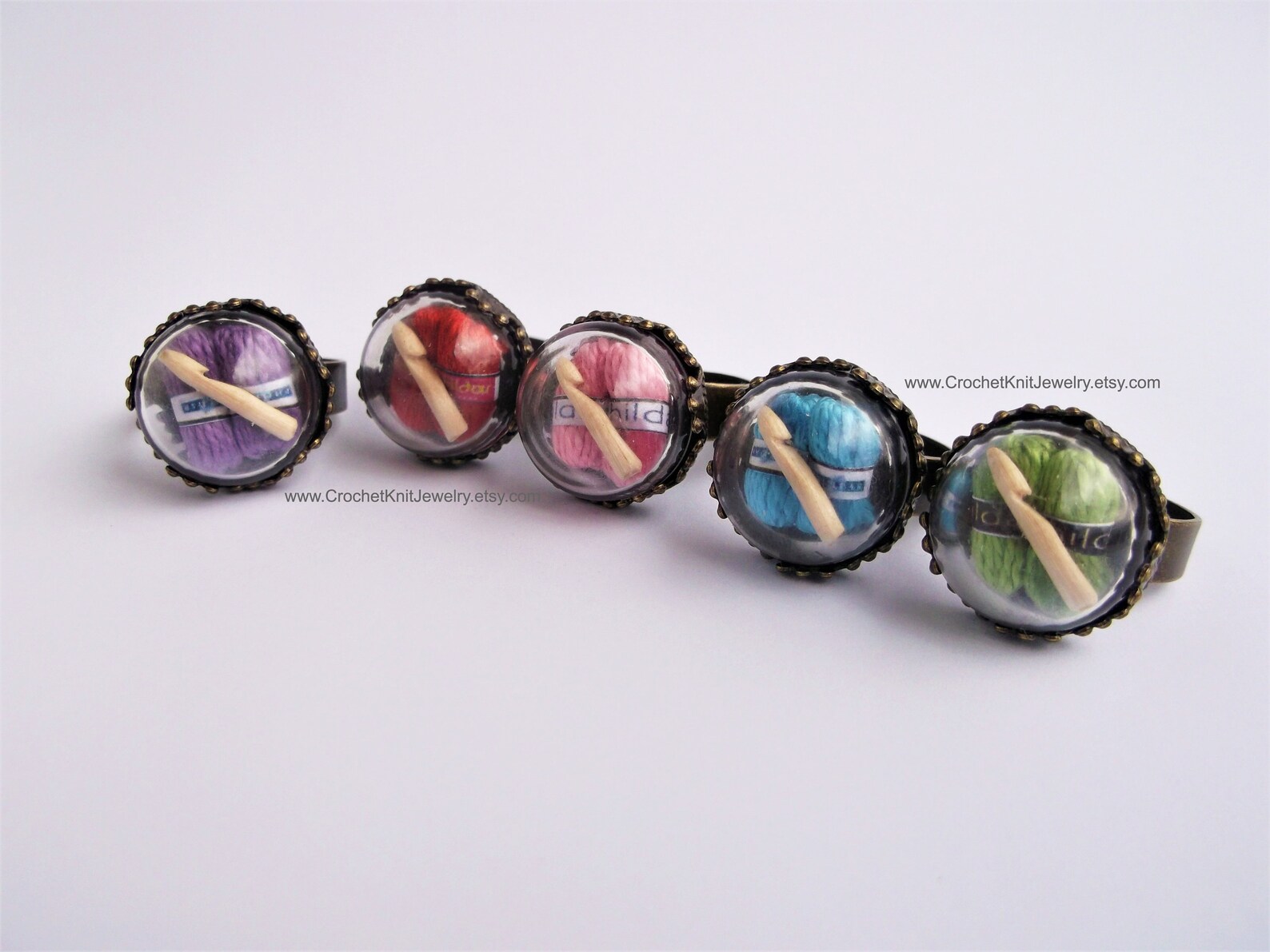 Crochet Ring Fiber Ring Crocheted Ring Hook Yarn Ring - Etsy