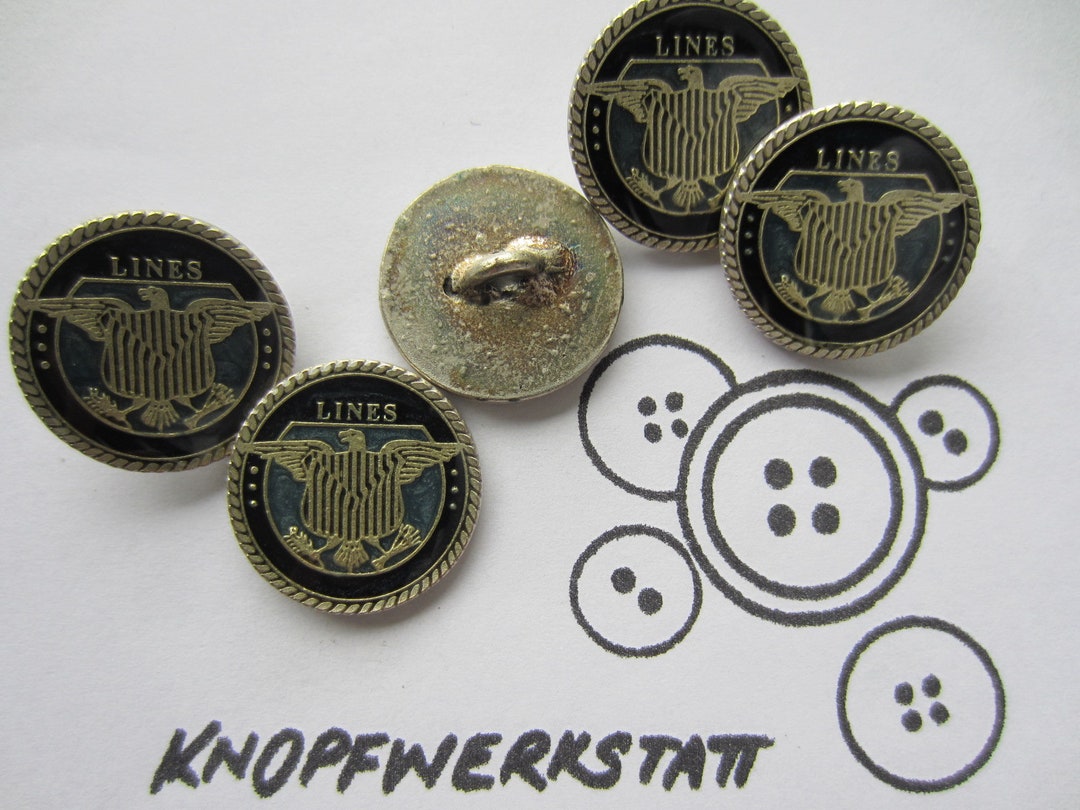 6 Metal Buttons 20 Mm, Buttons, Uniform Buttons, Buttons, Shank Button ...