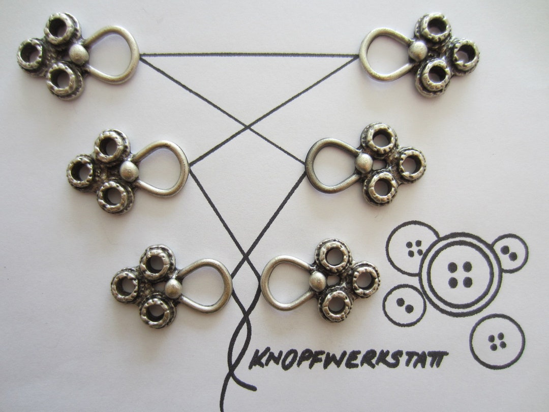 6 Bodice Eyelets Made of Metal 3 Pairs, Dirndola Eyelets, Bodice Hooks ...