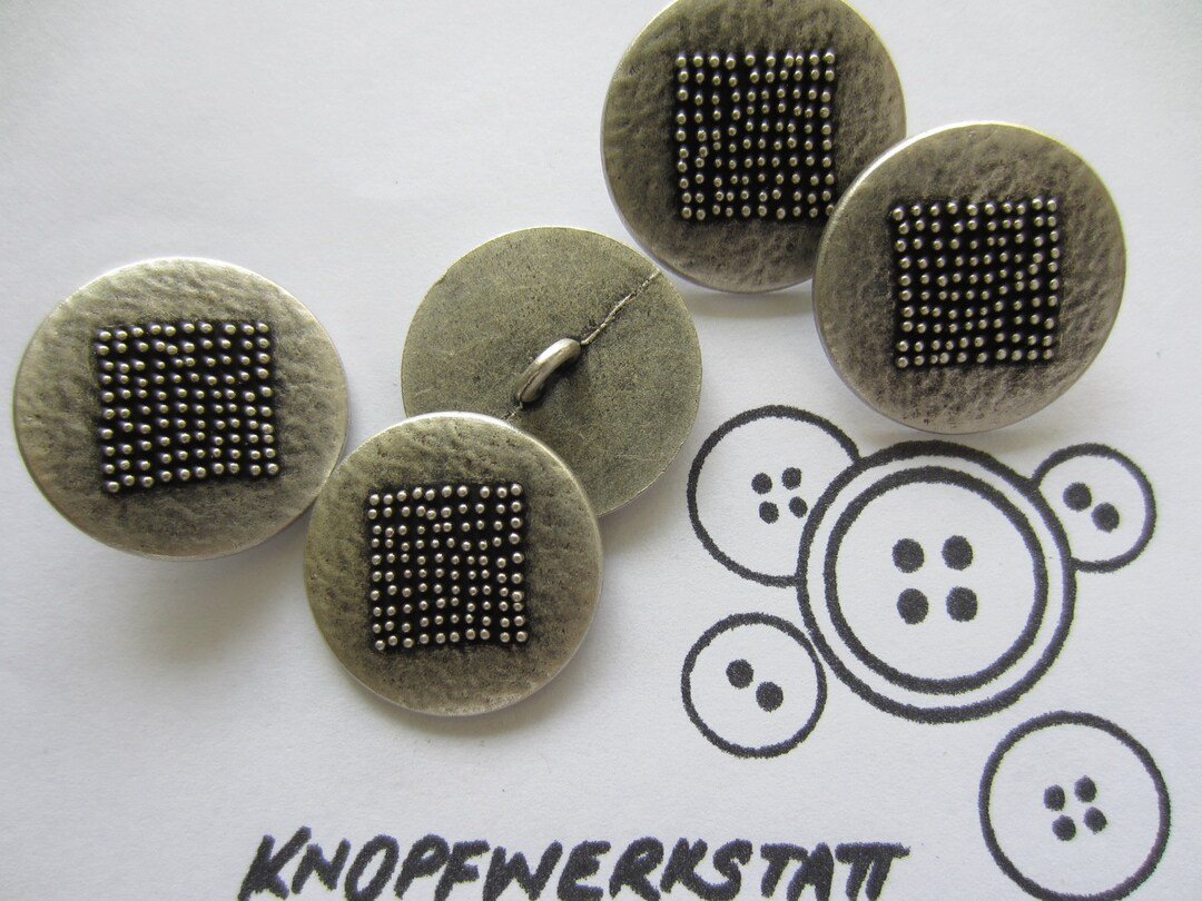 5 botones de metal 23 mm, botones, botones tradicionales, botón, plano ...