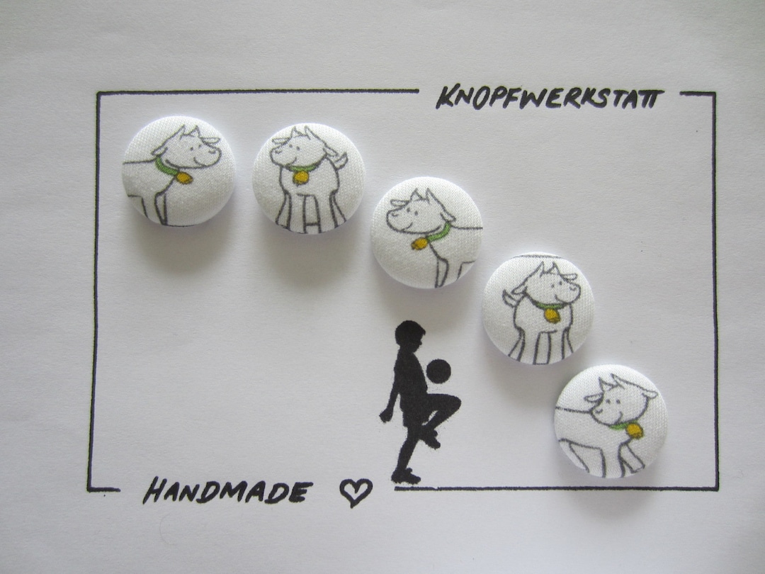 5 Fabric Buttons GOAT 23 Mm, Buttons, Children's Buttons, Fabric ...
