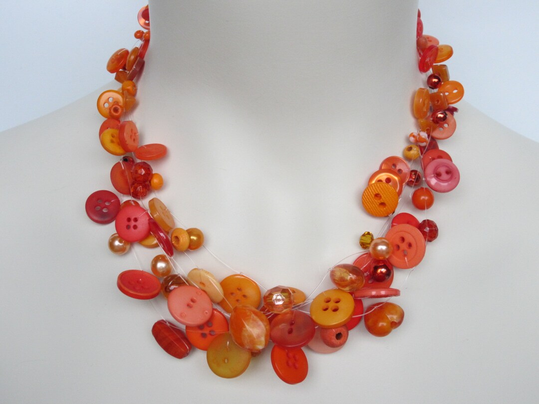 Chain, Button Chain, Chain With Beads and Buttons, Perlon Chain ...