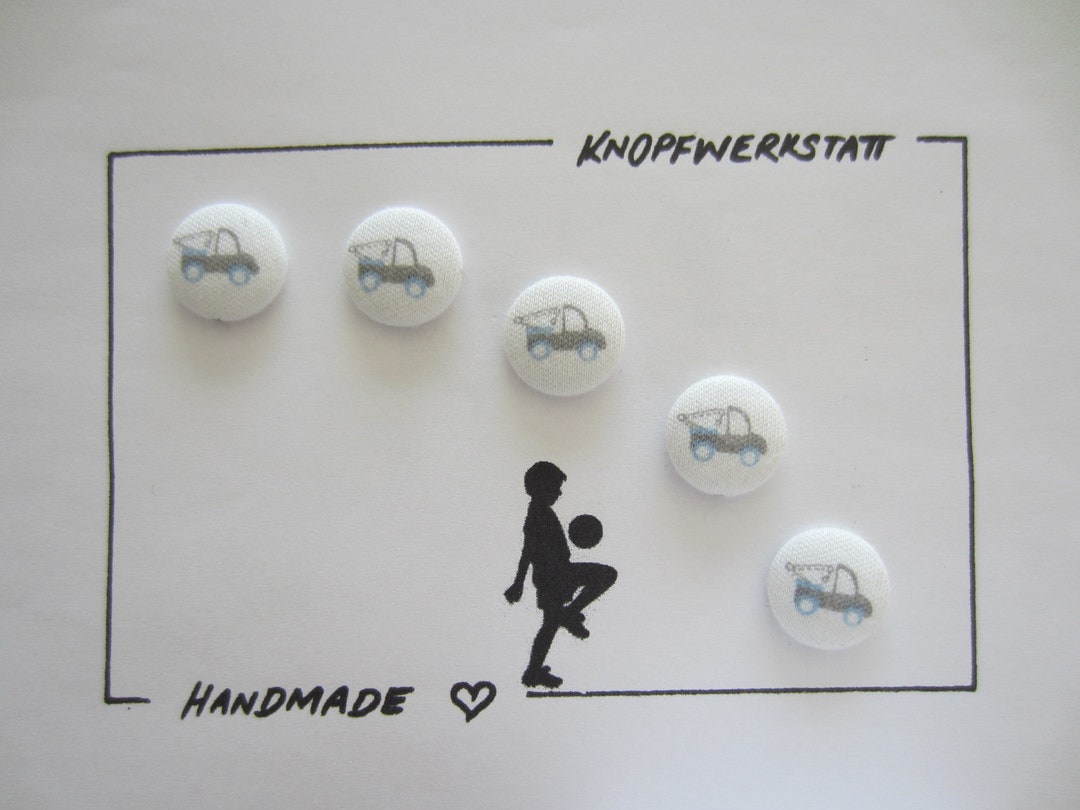 5 Fabric Buttons AUTO 18 Mm, Buttons, Children's Buttons, Fabric ...
