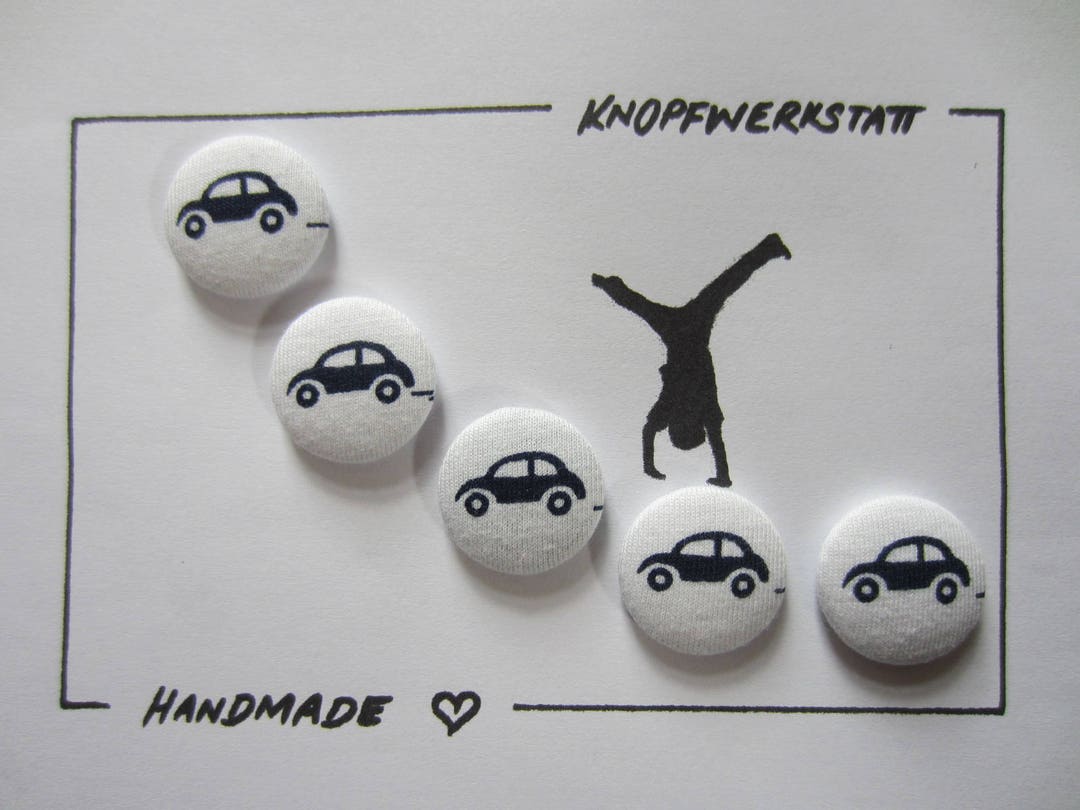 5 Fabric Buttons AUTO 23 Mm, Buttons, Children's Buttons, Buttons ...