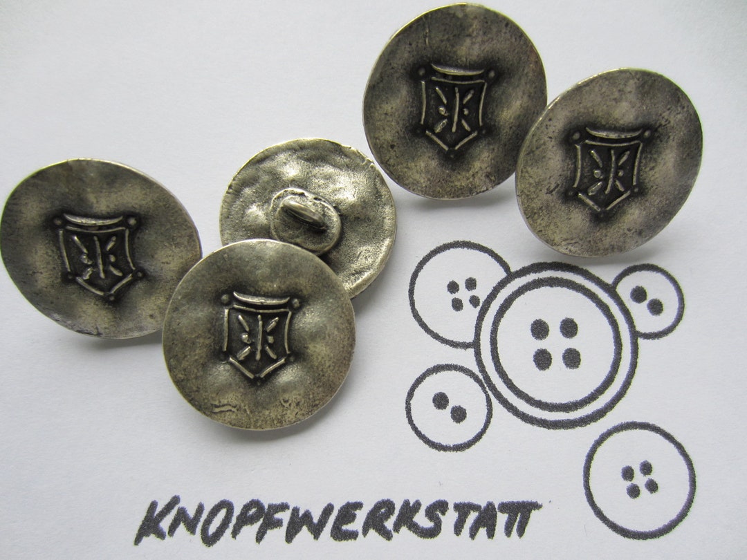 5 Metal Buttons 23 Mm, Buttons, Traditional Buttons, Flat Buttons ...