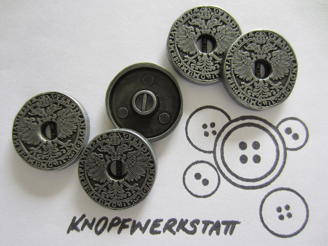 5 Metal Buttons 23 Mm, Buttons, Uniform Buttons, Metal Button, Coat of ...