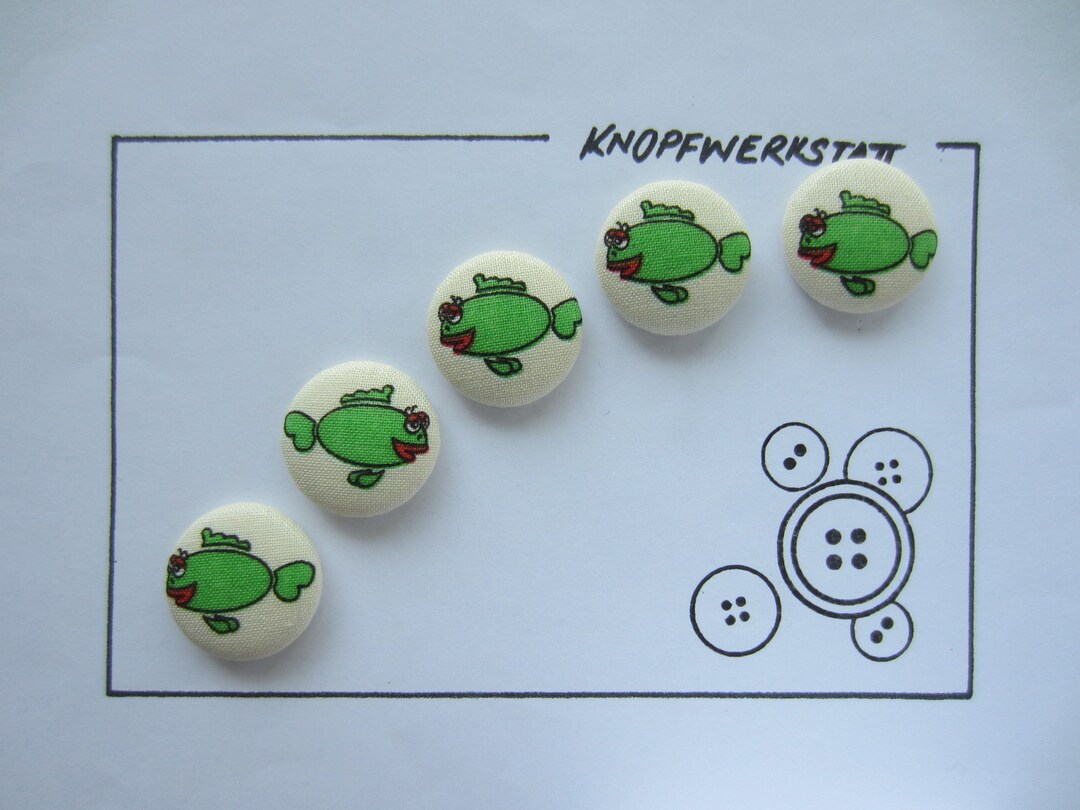 5 Fabric Buttons FISH 23 Mm, Buttons, Children's Buttons, Fabric Button ...