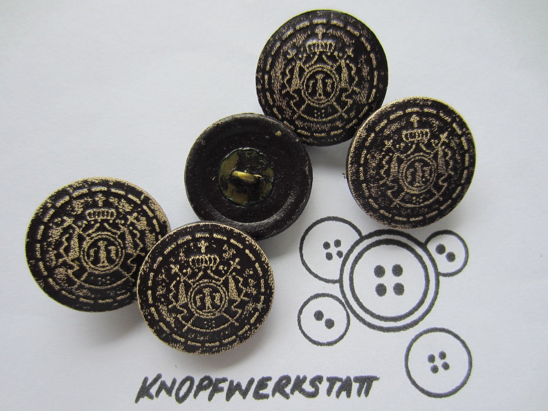 5 Leather Buttons 26 Mm, Buttons, Traditional Buttons, Buttons, Buttons ...