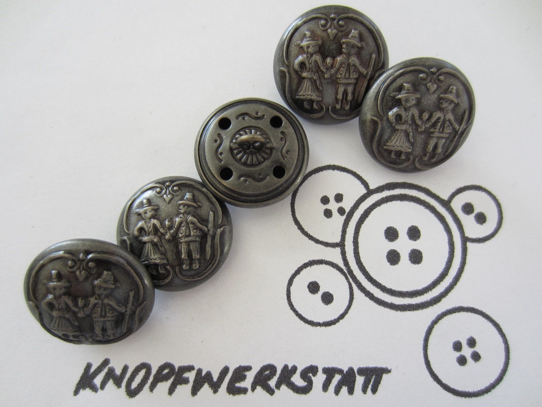 5 botones de metal 19 mm, botones, botones de disfraz, botones, botones ...