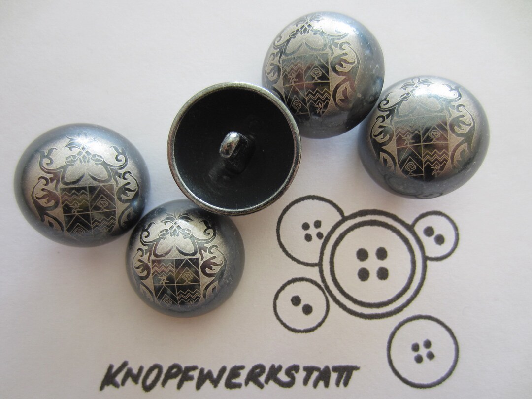 5 Metal Buttons 23 Mm, Buttons, Traditional Buttons, Domed Buttons ...