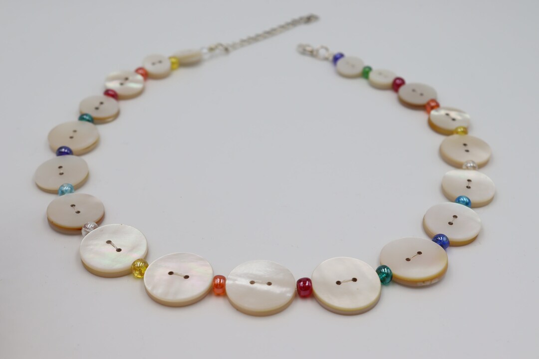 Mother of Pearl Chain, Button Chain, Chain With Pearls and Buttons ...