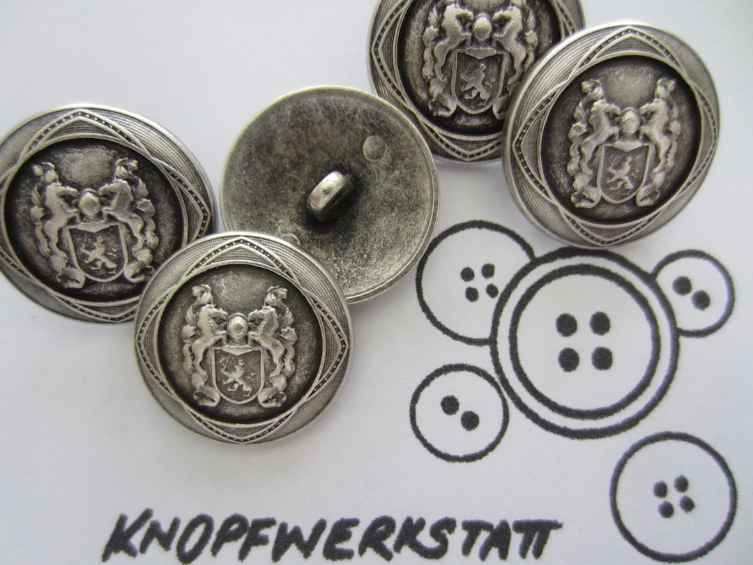5 Metal Buttons 23 Mm, Buttons, Traditional Buttons, Buttons, Buttons ...