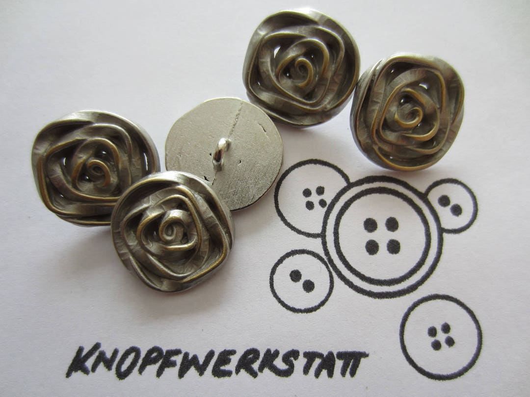 5 Metal Buttons 20 Mm, Buttons, Traditional Buttons, Buttons in Rose ...