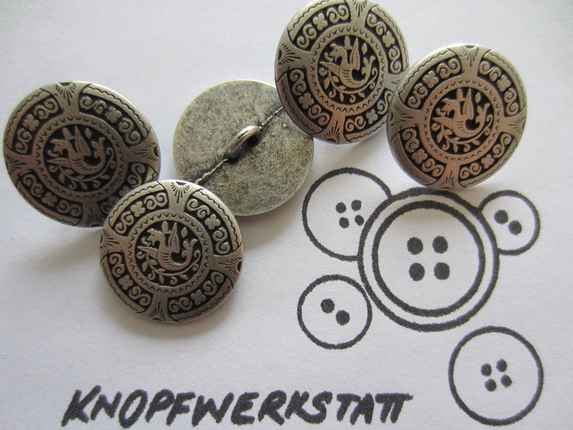 5 Metal Buttons 13 or 20 Mm, Buttons, Traditional Buttons, Flat Buttons ...