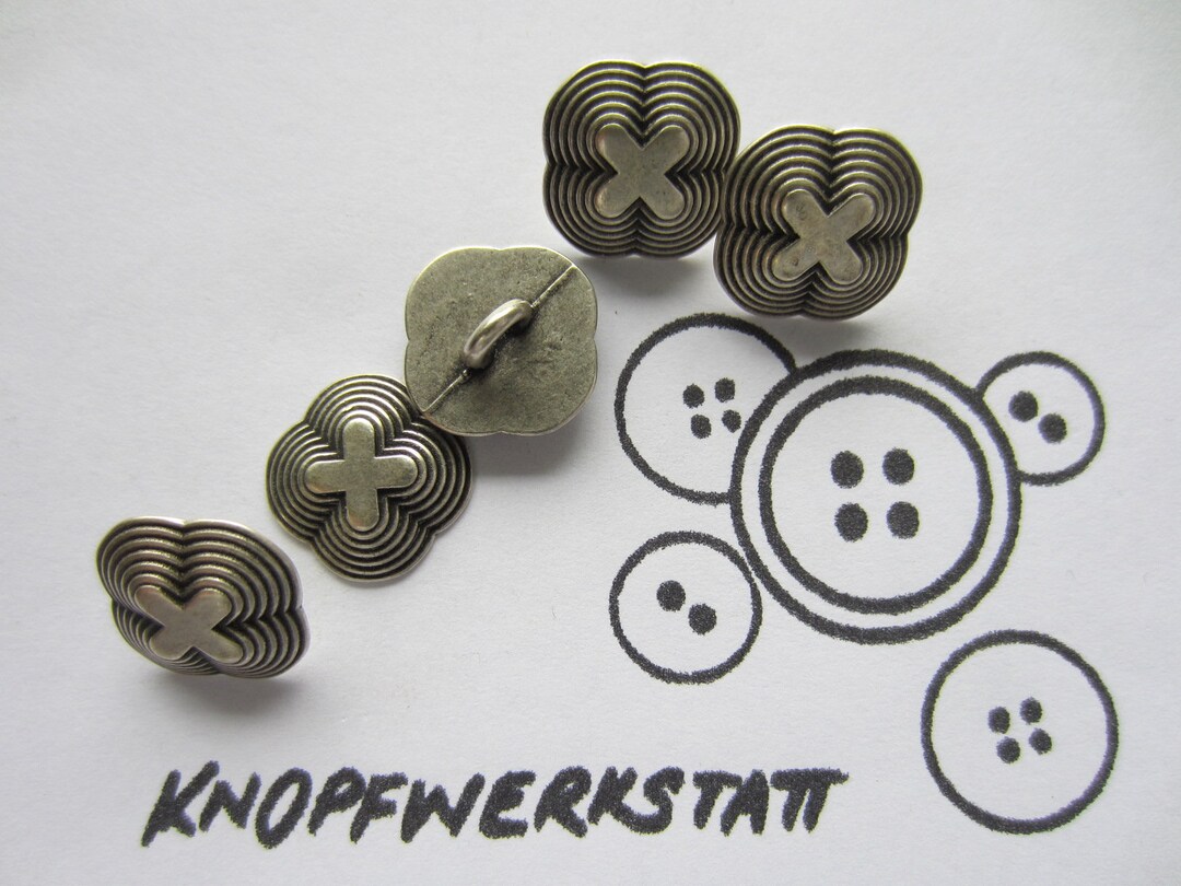5 Metal Buttons 14 X 14 Mm, Buttons, Buttons, Costume Buttons, Buttons ...