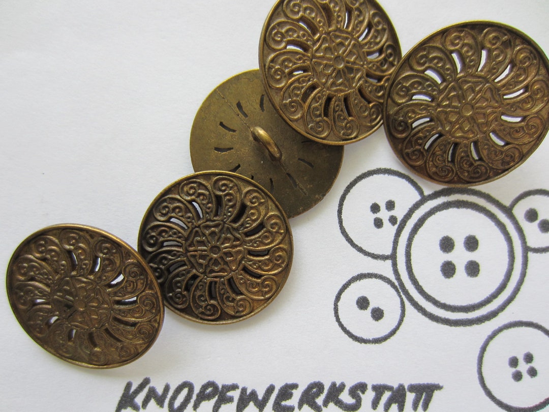 5 Metal Buttons 20 or 23 Mm, Buttons, Traditional Buttons, Openwork ...