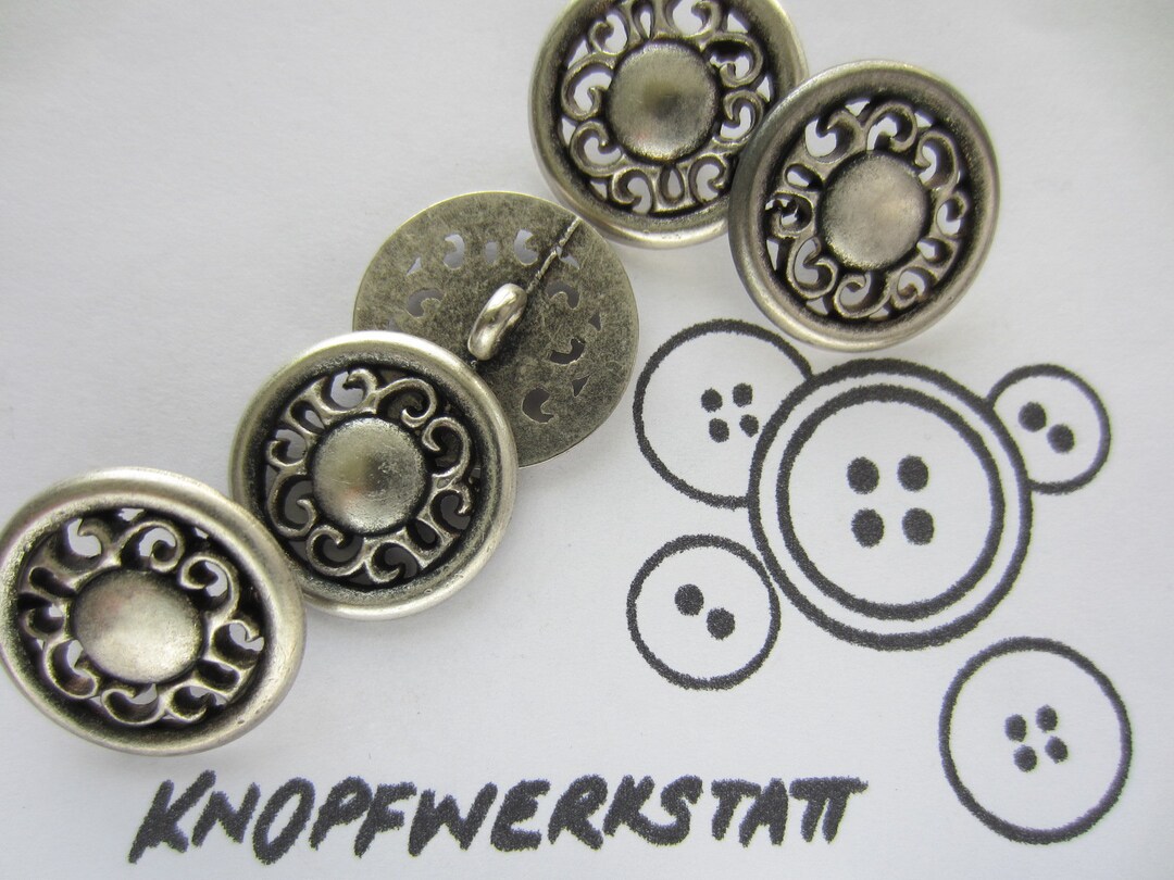 5 Metal Buttons 20 Mm, Button, Traditional Buttons, Shank Button ...